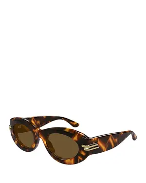 Bottega Veneta Bold Ribbon Oval Sunglasses - Avana