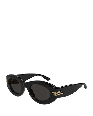 Bottega Veneta Bold Ribbon Oval Sunglasses - Black
