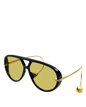 Bottega Veneta Fashion Show Geometrical Sunglasses, 63mm - Black/yellow