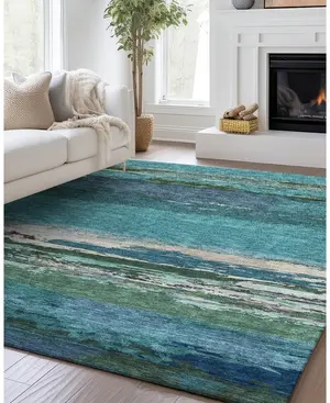 DALYN RUG COMPANY Dalyn Luxury Washable Trevi Tv8 Area Rug, 5' X 7'6 - Teal