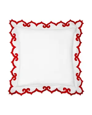PRATESI Marrakesh Continental Euro Sham - White/scarlet
