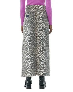 GANNI Print Denim Maxi Skirt