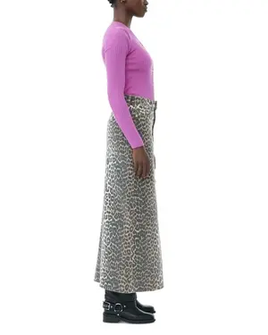 GANNI Print Denim Maxi Skirt
