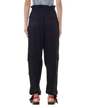 GANNI Washed Satin Pocket Pants - Black