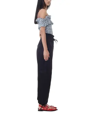 GANNI Washed Satin Pocket Pants - Black