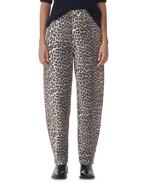 GANNI Stary Barrel Jeans - Leopard