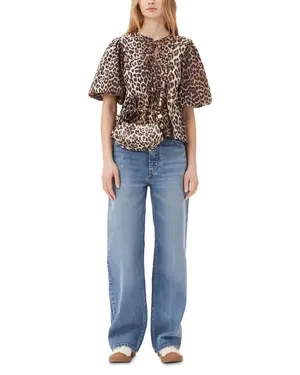 GANNI Tie Front Peplum Blouse