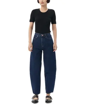 GANNI Stary Barrel Denim Jeans - Dark Blue