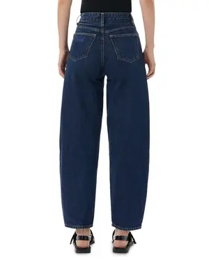 GANNI Stary Barrel Denim Jeans - Dark Blue