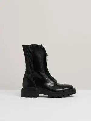 REISS Sophie Leather Zip-front Ankle Boots