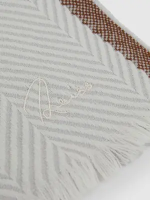 REISS Lola Logo-embroidered Wool-herringbone Scarf
