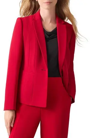 KASPER Stretch Crepe One-button Blazer - Fire Red