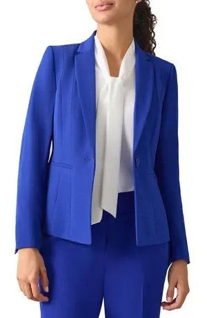 KASPER Stretch Crepe One-button Blazer - Royal Signature