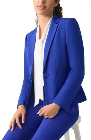KASPER Stretch Crepe One-button Blazer - Royal Signature