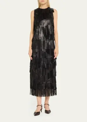 Ulla Johnson Therese Leather Fringe Midi Skirt
