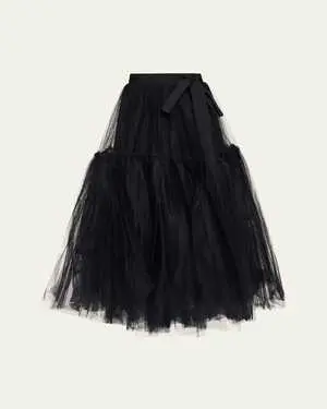 Erdem Erdem Long Tulle Skirt With Bows - Black