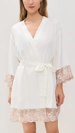 Flora Nikrooz Rosa Charmeuse Kimono - Ivory