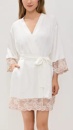 Flora Nikrooz Rosa Charmeuse Kimono - Ivory