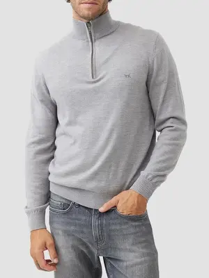 Rodd & Gunn Calderwell Wool Quarter-zip Sweater - Smoke