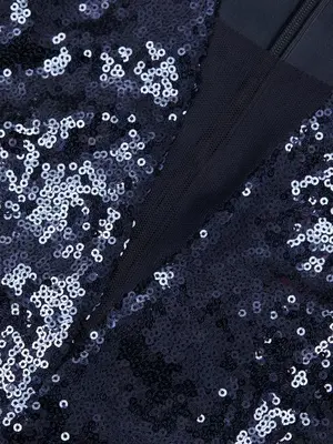 Shani Sequined Fit & Flare Gown - Navy