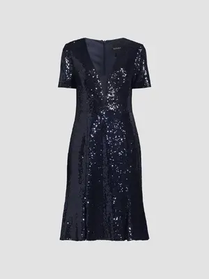 Shani Sequined Fit & Flare Midi-dress