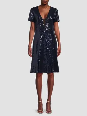 Shani Sequined Fit & Flare Midi-dress