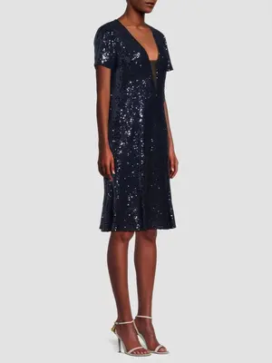 Shani Sequined Fit & Flare Midi-dress