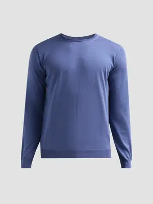 Giorgio Armani Silk-cotton Crewneck Sweater - Avio