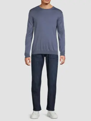 Giorgio Armani Silk-cotton Crewneck Sweater - Blue
