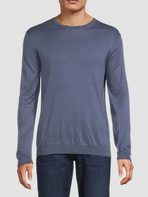 Giorgio Armani Silk-cotton Crewneck Sweater - Blue