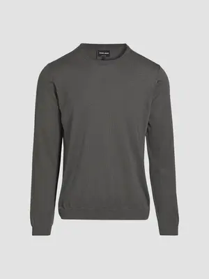 Giorgio Armani Silk-cotton Crewneck Sweater - Grey