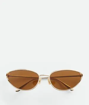 BOTTEGA  VENETA Bottega Veneta Knot Cat Eye Sunglasses - Gold/brown