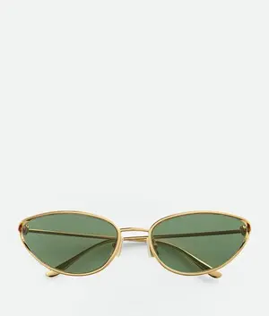 BOTTEGA  VENETA Bottega Veneta Knot Cat Eye Sunglasses - Gold/green