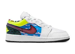 JORDAN 1 Low Old School Gaming - White/multi/multi