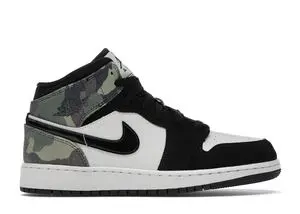 JORDAN Jordan 1 Mid-Camo (GS) Light Bone/black
