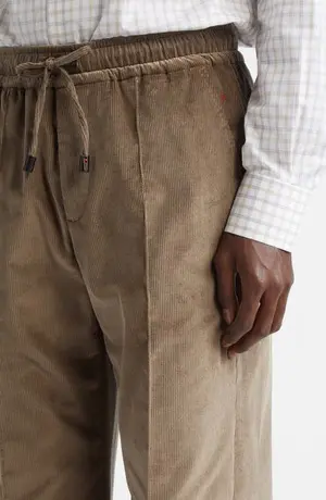 Isaia Stretch Corduroy Wide Leg Pants