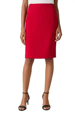 KASPER Stretch Crepe Pencil Skirt - Fire Red
