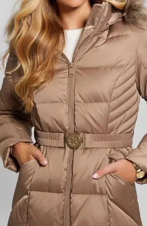 Guess Olga Down Puffer Coat With Removable Hood
