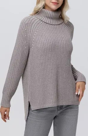 525 America 525 Stella Cotton Turtleneck Sweater - Taupe Heather