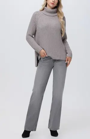 525 America 525 Stella Cotton Turtleneck Sweater - Taupe Heather