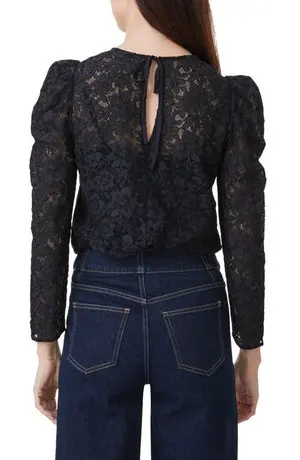 Habitual Floral Lace Puff Sleeve Top