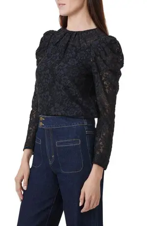 Habitual Floral Lace Puff Sleeve Top