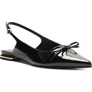 Schutz Violetta Sculpt Pointed Toe Slingback Flat - Black (ouro)