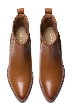 Clarks Morzine Top Pointed Toe Chelsea Boot - Tan Leather