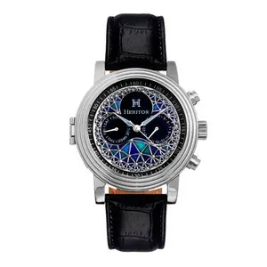 HERITOR AUTOMATIC Legacy Leather-band Strap Watch With Day And Date - Silver/black