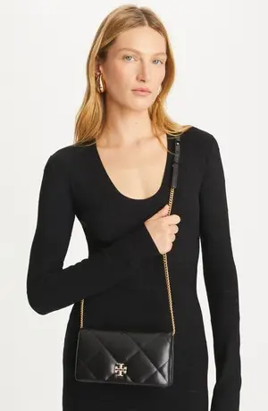 Tory Burch Kira Quilted Leather Wallet On A Chain