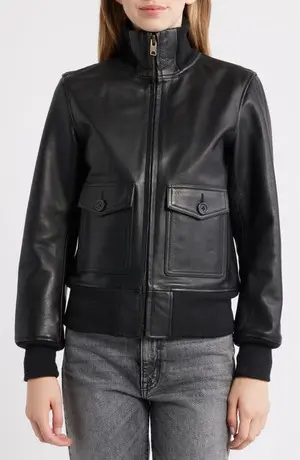 SCHOTT Leather Flight Jacket - Black