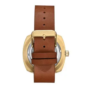 HERITOR AUTOMATIC Davenport Engraved Leather-band Strap Watch With Date - Gold/brown