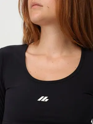 Balenciaga Cropped Long Sleeve Top - Black
