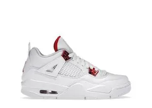 JORDAN 4 Retro Metallic Sneakers - White/university Red/metallic Silver